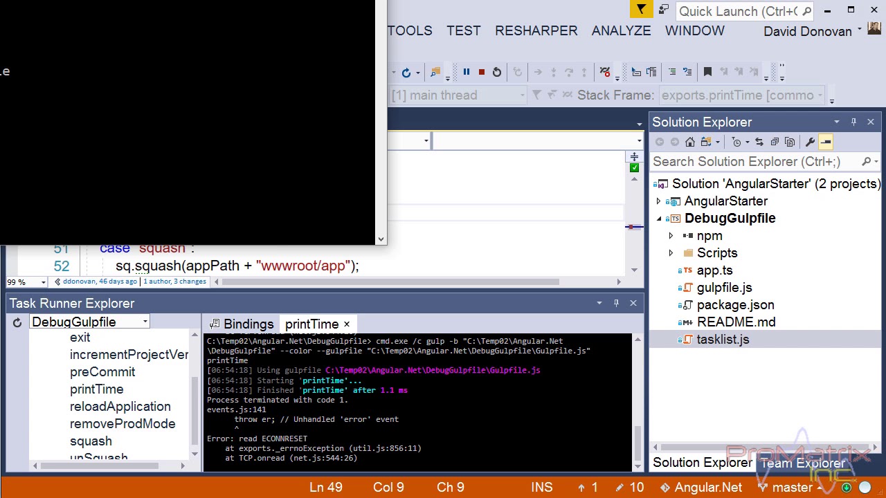 Debugging a Gulp Task