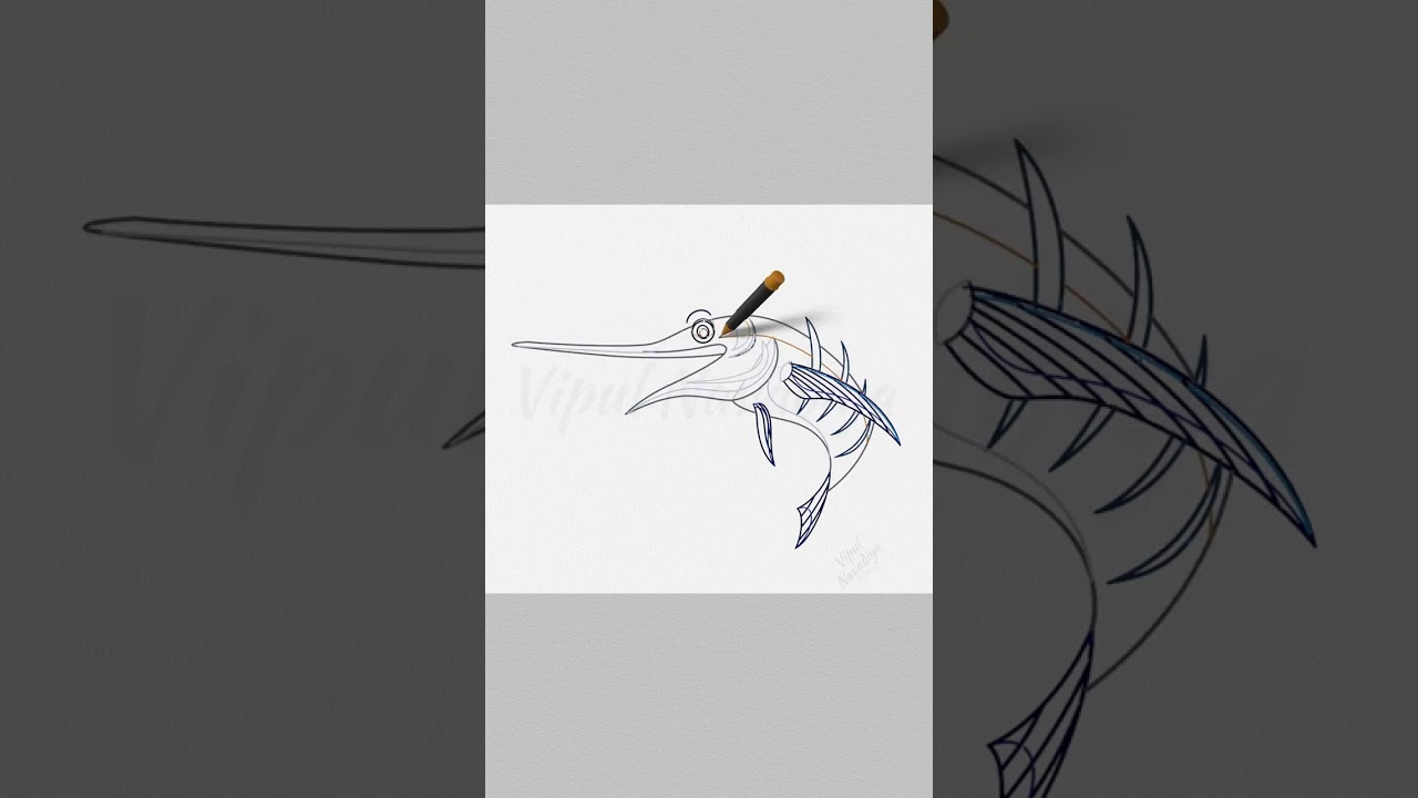 Marlin fish || Drawing #shorts