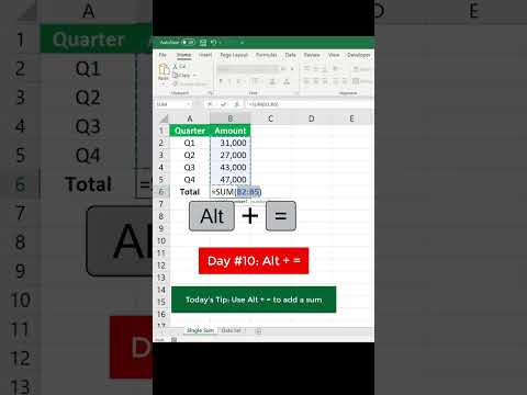 AutoSum shortcut in Excel