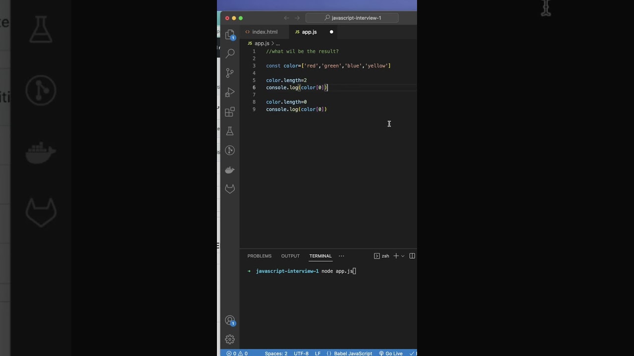 Array length reset #shorts #javascript