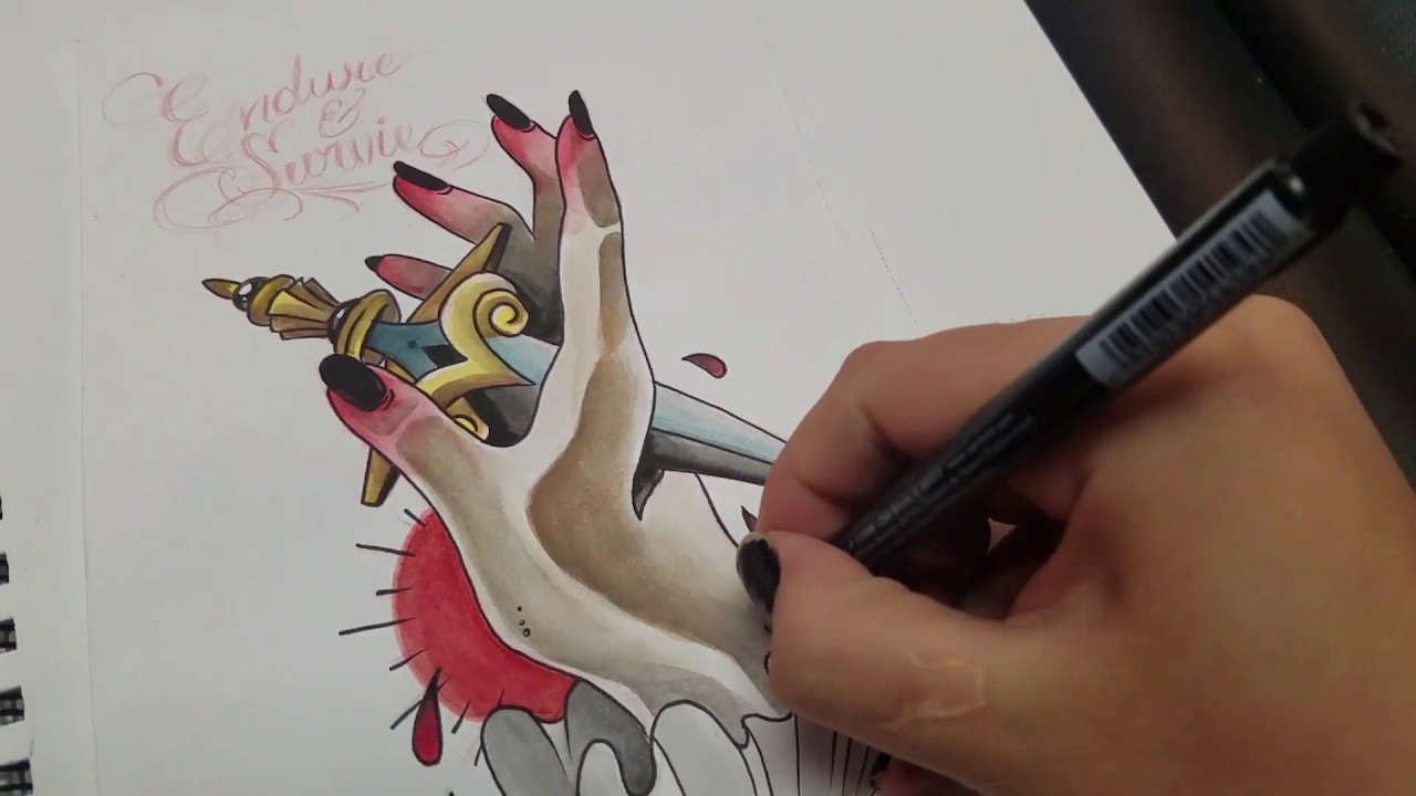 Tattoo Flash- #1 Hand and Dagger