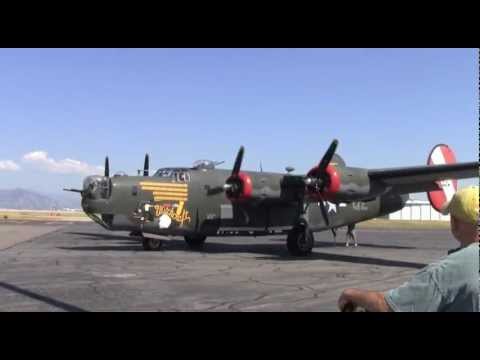 B17 takeoff, B24 taxis & P51 Landing