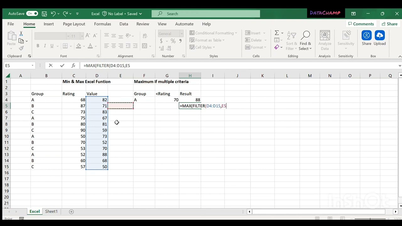 MAXIFS Excel function with multiple criteria