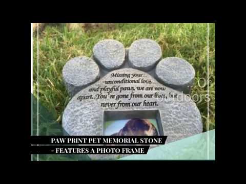 Paw Print Pet Memorial Stone - Features a Photo Frame