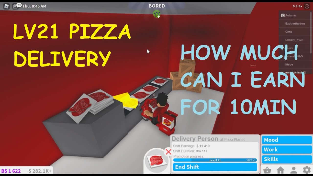 Level 21 Pizza Delivery | Working for 10 min | Bloxburg | Roblox