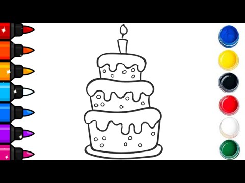 Happy Birthday Cake Drawing For Kids | Birthday Cake Drawing Easy | Simple Cake Drawing For Kids |