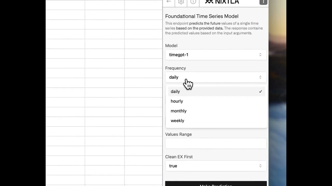 TimeGPT for Microsoft Excel