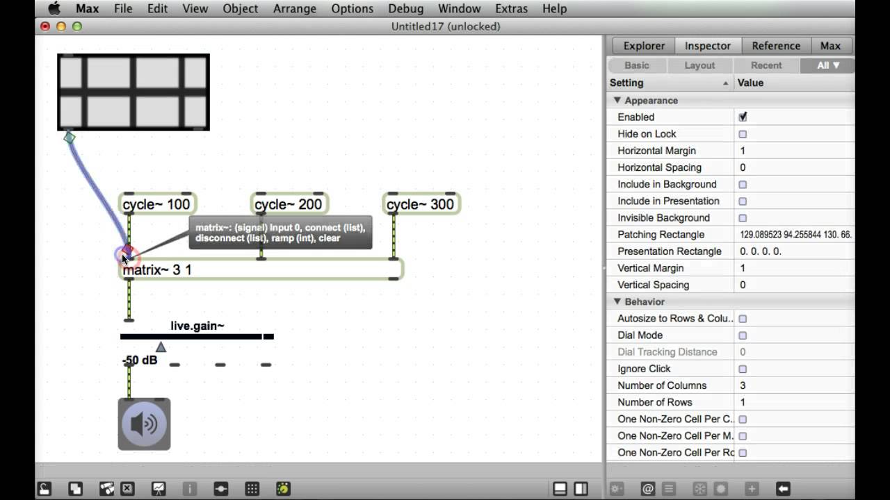 Max MSP V6 Tutorial 22 - Matrix and matrixctrl