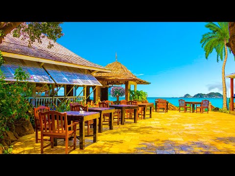 Caribbean Cafe Ambience ☕ Coffee Shop Ambience with Smooth Bossa Nova, Ocean Waves & Birds Sounds