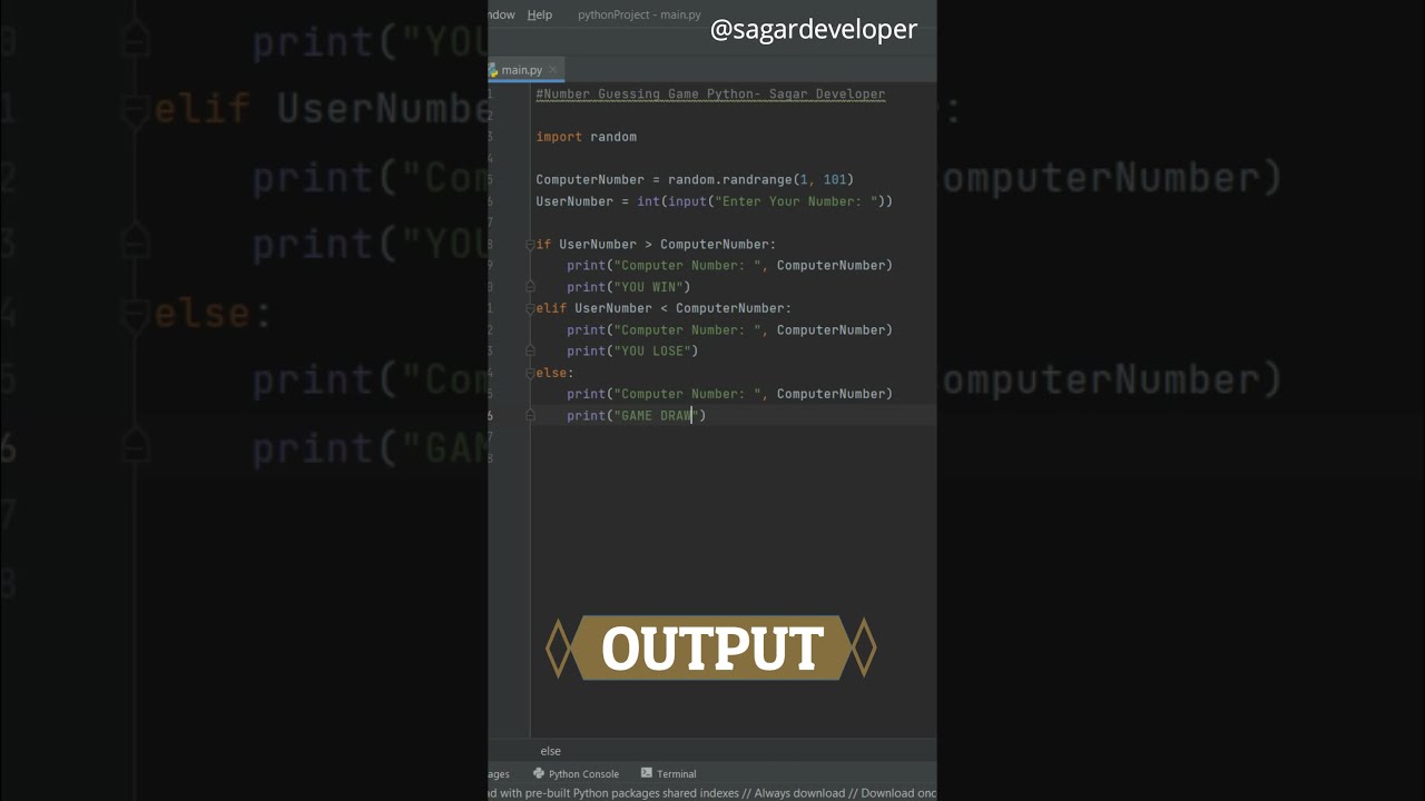 Number Guessing Game In Python #shorts