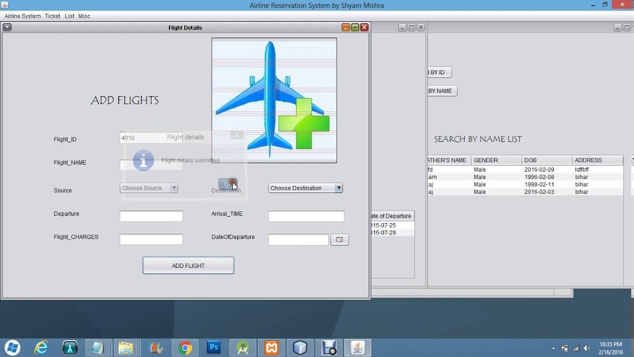 Airline Reservation system(using JAVA) project of six week training