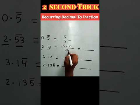 Recurring decimal to fraction in the form p/q#fastcalculation #mathtricks