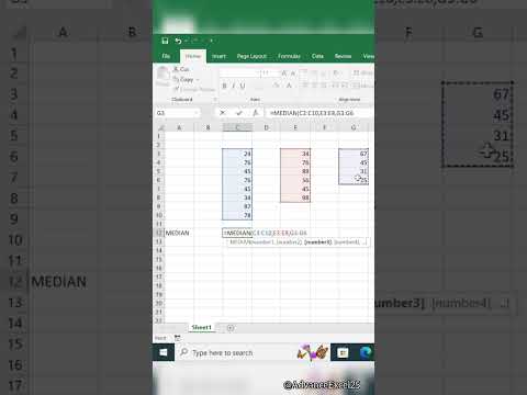 Find MEDIAN in multiple column in excel || #median #advanceexcel #excel #calculation