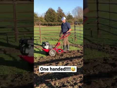One handed rotor tiller!! This one works so great! #rototiller #spring gardening #gardening #easy
