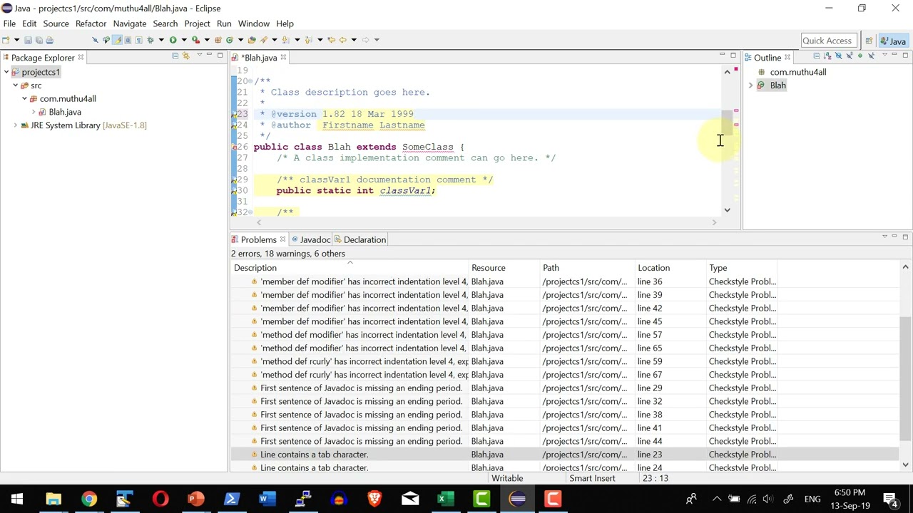 Checkstyle eclipse verify java code
