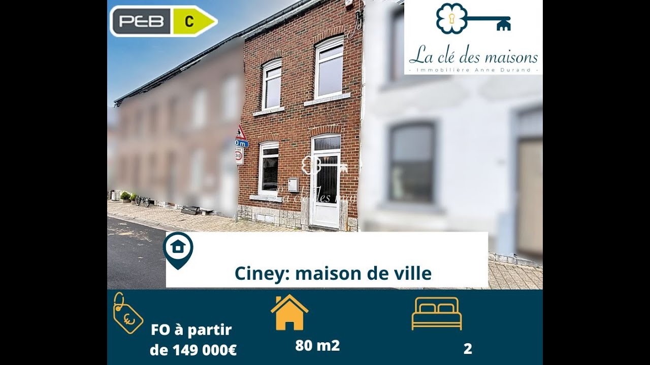 Ciney: maison de ville: PEB C et électricité conforme