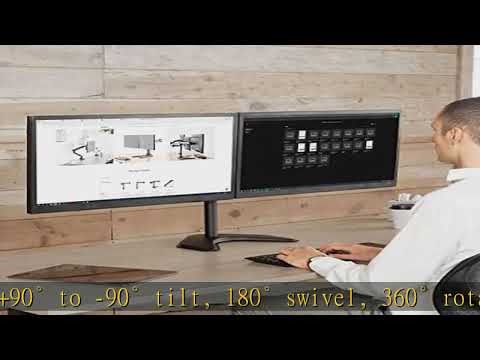 VIVO STAND-V002F Dual LED LCD Monitor Free-Standing Desk Stand for 2 Screens up to 27 Inch Heavy-Du
