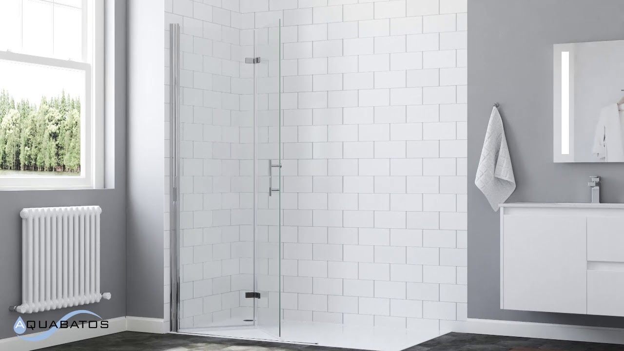AQUABATOS Faltbar WALK IN Duschabtrennung 6mm Echtglas mit Nano-Beschichtung Höhe 195cm