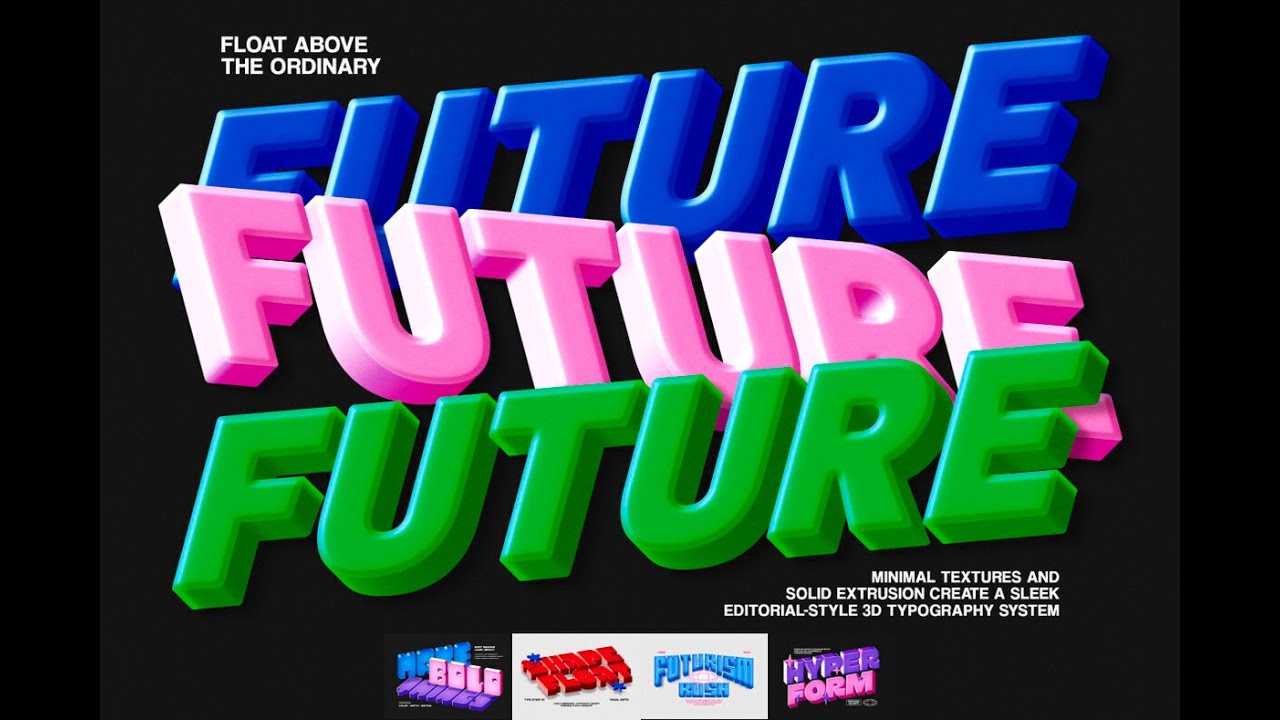 3D Futuristic Extrude Text Effect Download