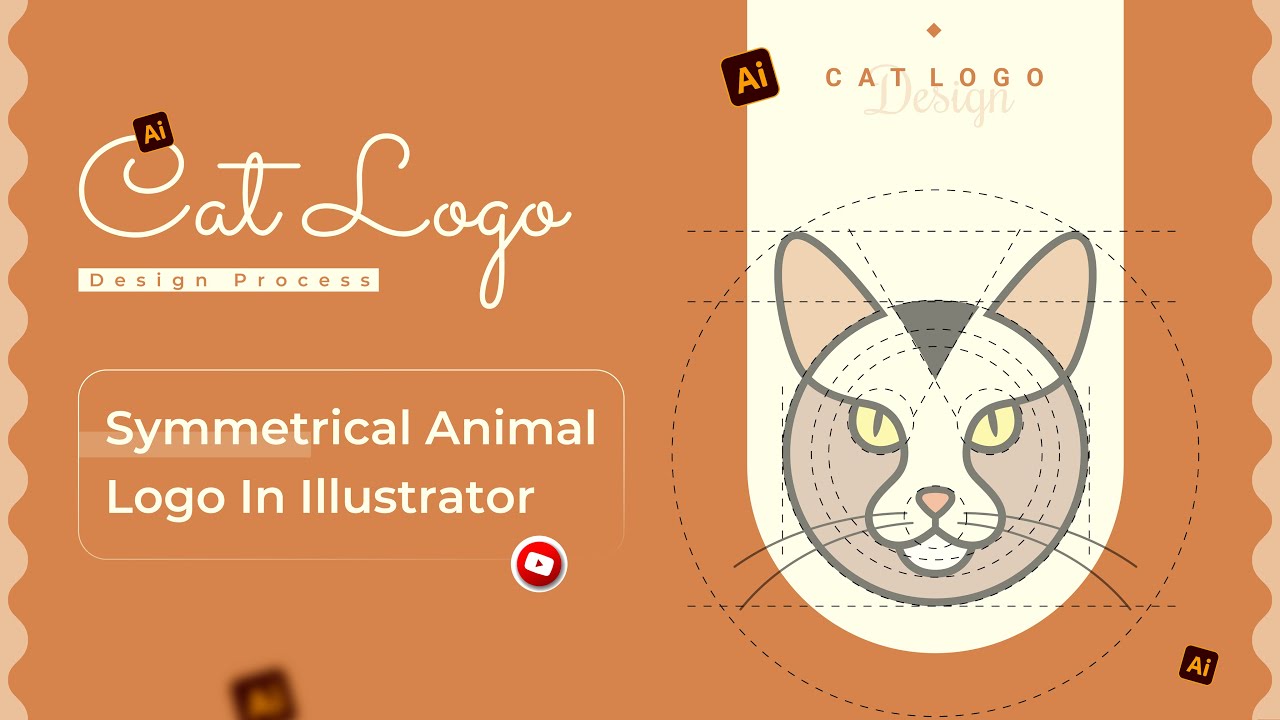 How To Design a Modern Minimalist Cat Logo from Sketch to Vector in Adobe Illustrator | Mascot