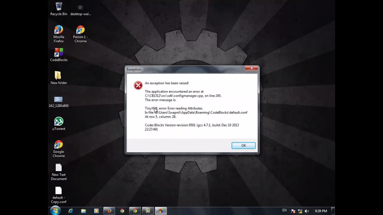 Code blocks tinyxml error reading attributes