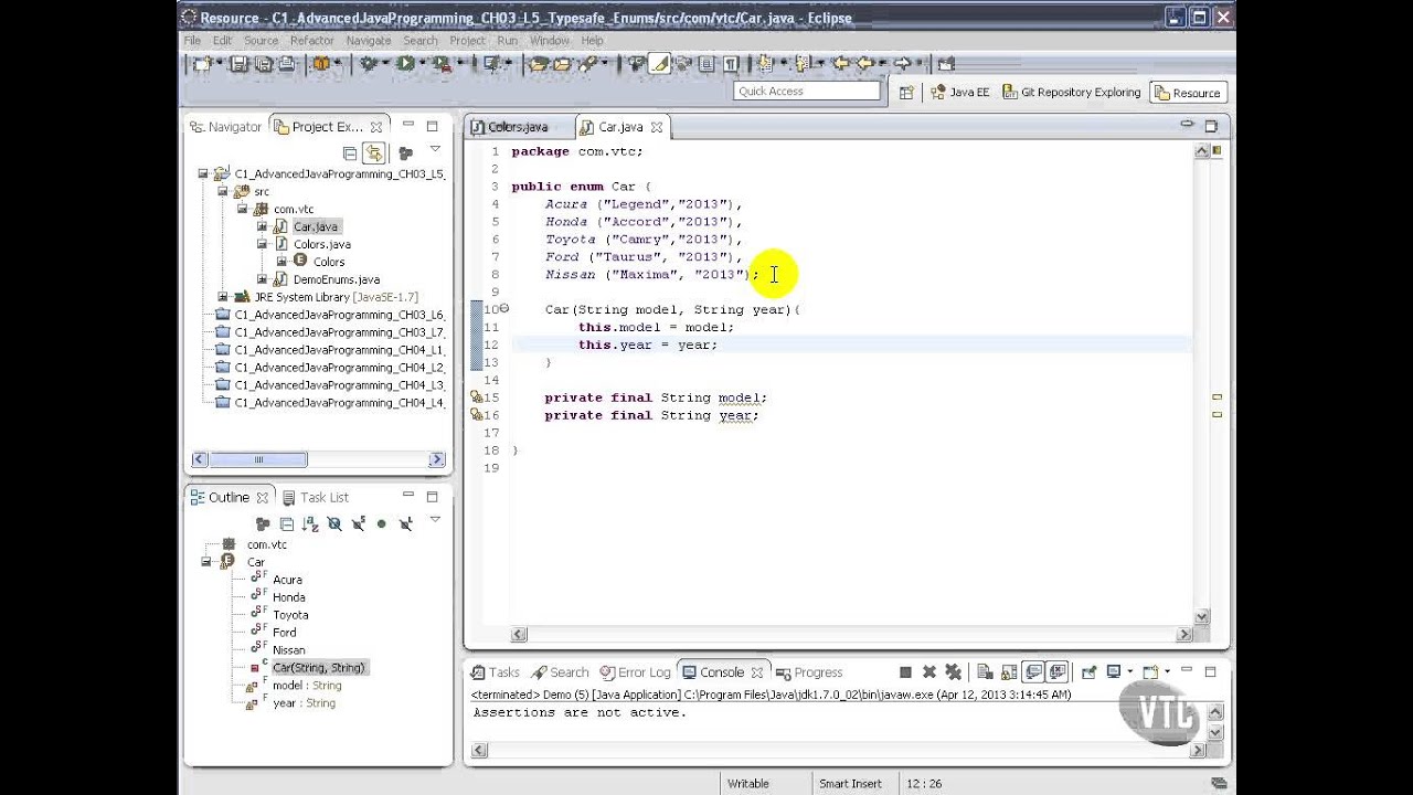 VTC Player   Advanced Java Programming Java SE 7, Typesafe Enums