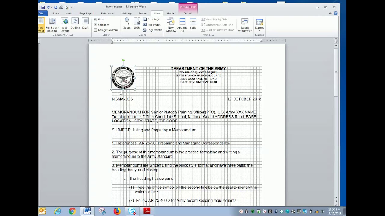 How To Write An Army Memo IAW AR 25-50 [outdated - see newer video]