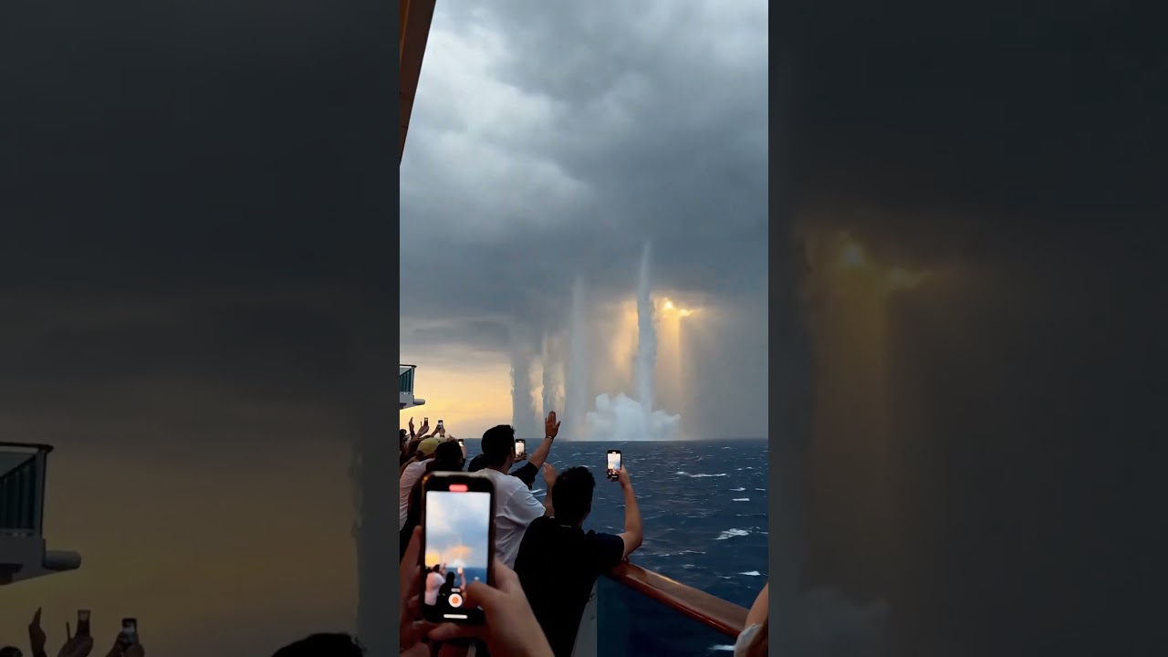 When the Sky Split Open Above the Ocean 🌧️⚡ A Rare Cloudburst at Sea 🌊✨