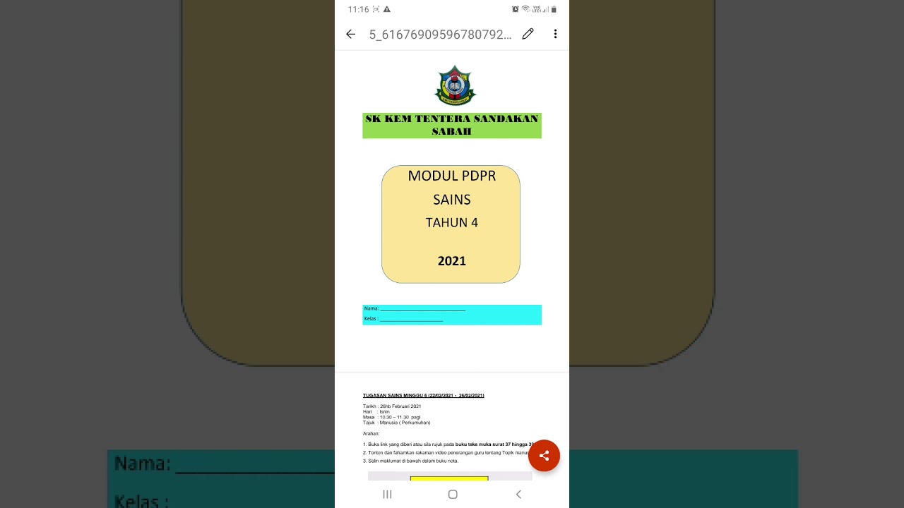 MODUL PDPR SAINS MINGGU KE 6