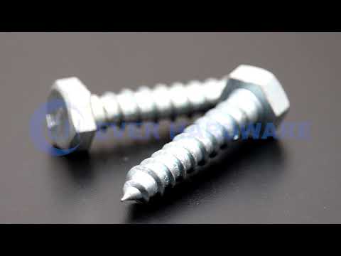 Hex Head Wood Screws With White Zinc Plated Self Tapping Lag Bolts Steel Hexagon Fasteners Tip End H