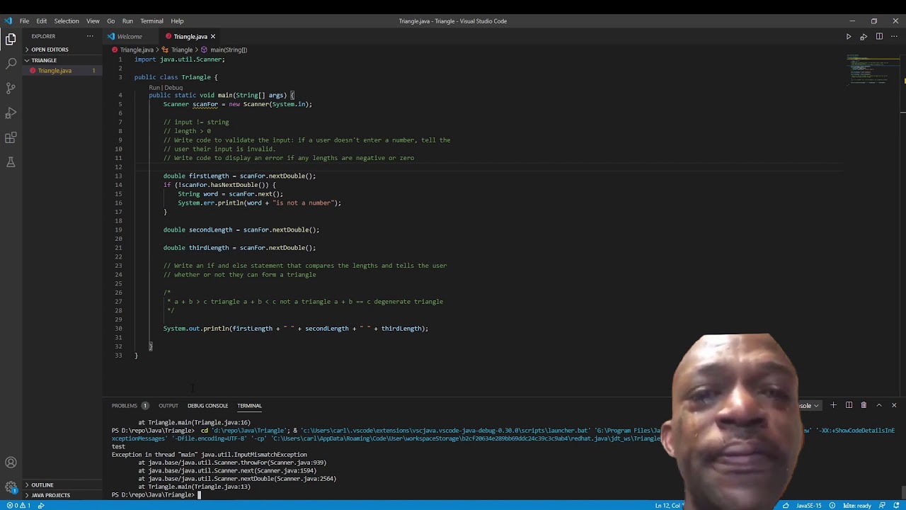 Triangle verifying program
