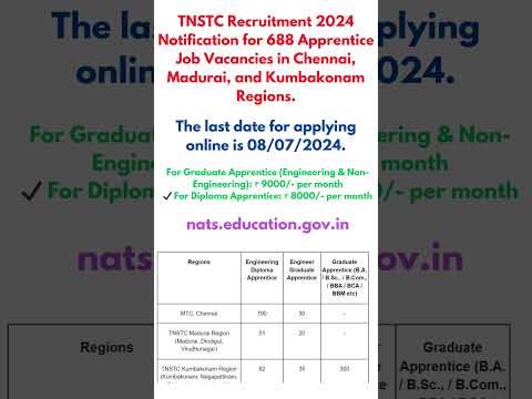 TNSTC Recruitment 2024 - 688 Apprentice Posts