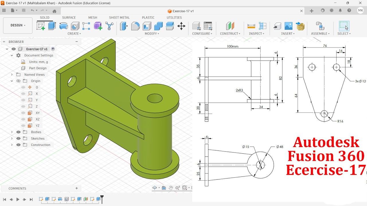 Autodesk Fusion 360 Tutorial-Exercise 17