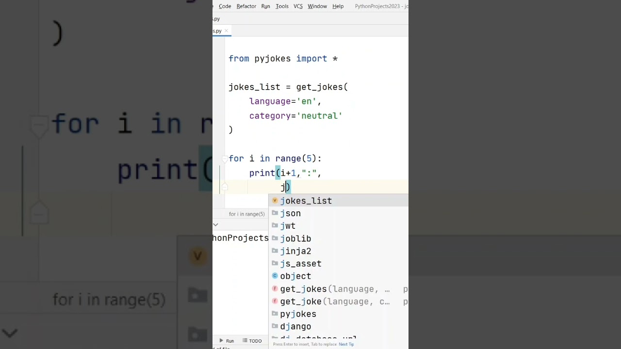Generate random jokes using Python #python #shorts