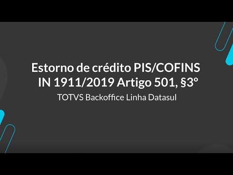 How To | Estorno PIS/COFINS #totvs_backoffice_linha_datasul