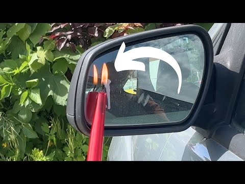 Light a candle and hold it to the car mirror