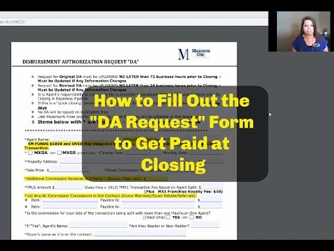How to Fill Out the “DA Request” Form to get Paid at Closing – Maximum ...