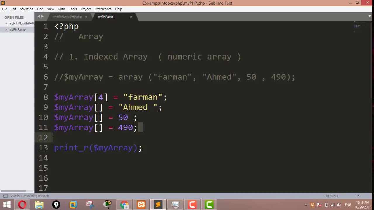 PHP Tutorials for Beginners 44 - Indexed Arrays in PHP