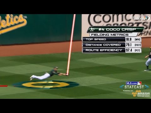 BOS@OAK: Statcast tracks Crisp's phenomenal catch