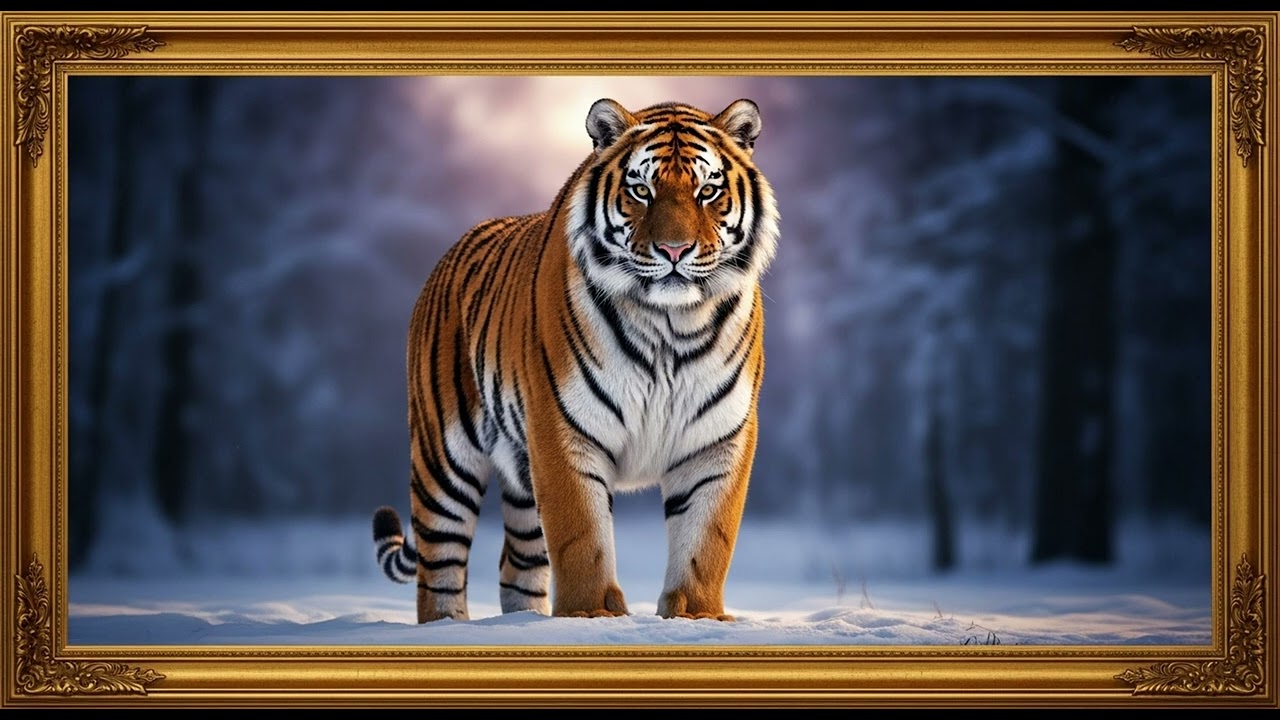 Frame TV Art 4K: Powerful Tiger in Snow | 4K UHD Silent Screensaver