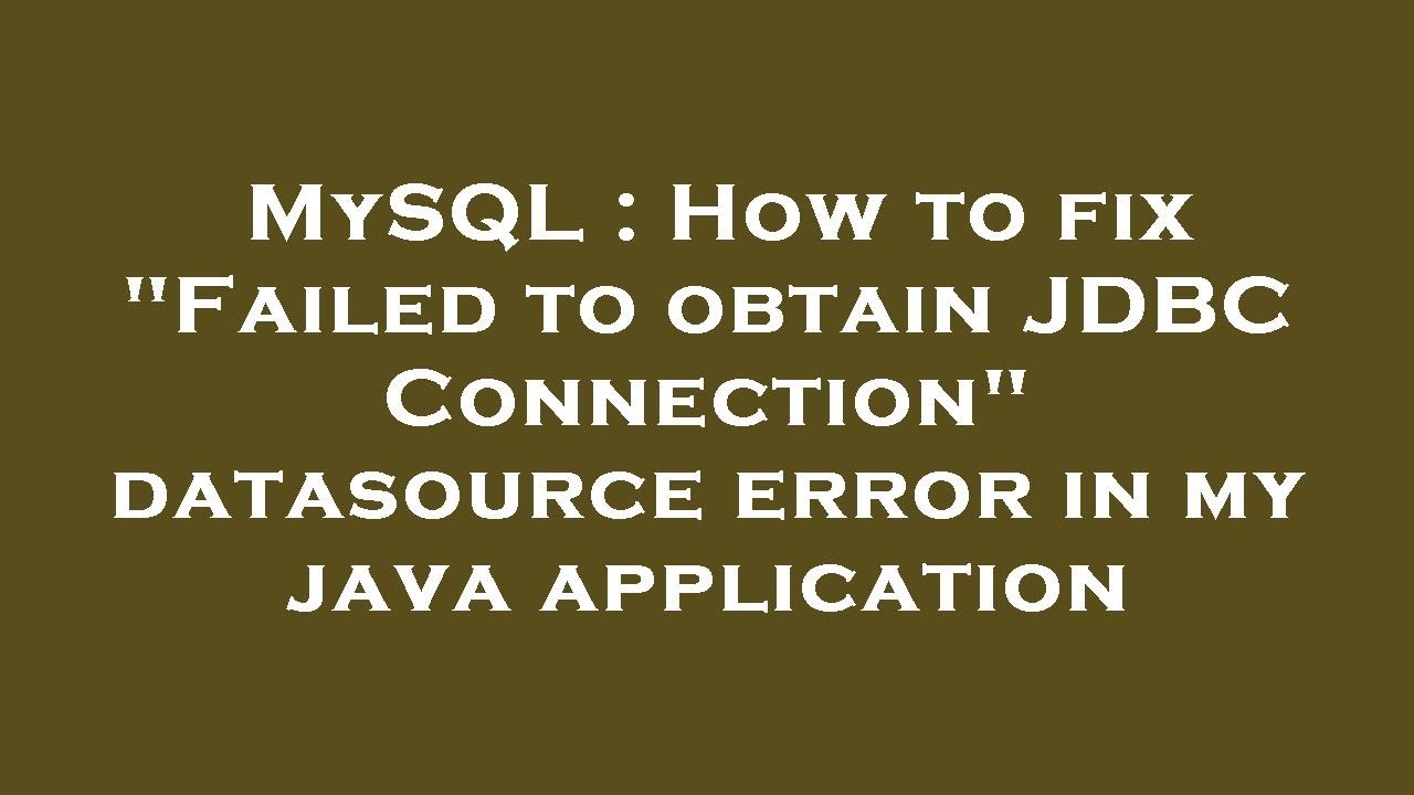 MySQL : How to fix 