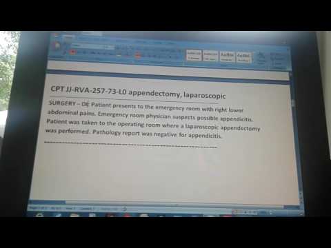 CPT JJ-RVA-257-73-L0 appendectomy laparoscopic