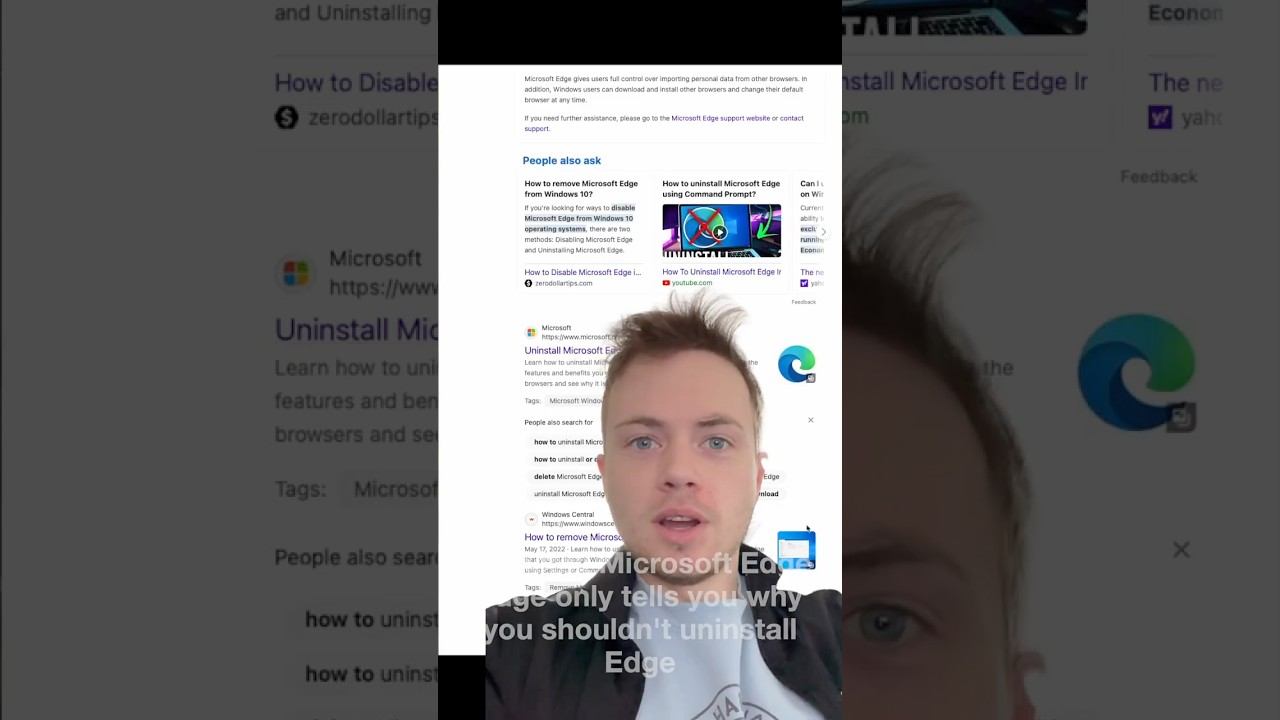 Uninstall Microsoft Edge page only tells you why you shouldn't uninstall Edge #tech #technews