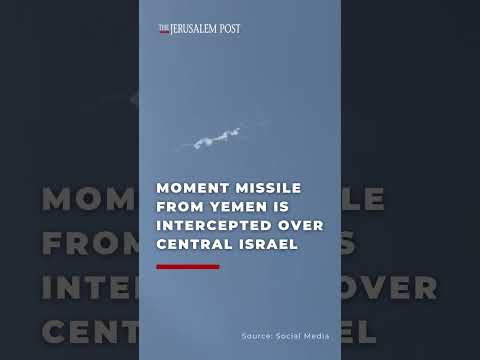 Moment missile from Yemen is intercepted over central Israel
