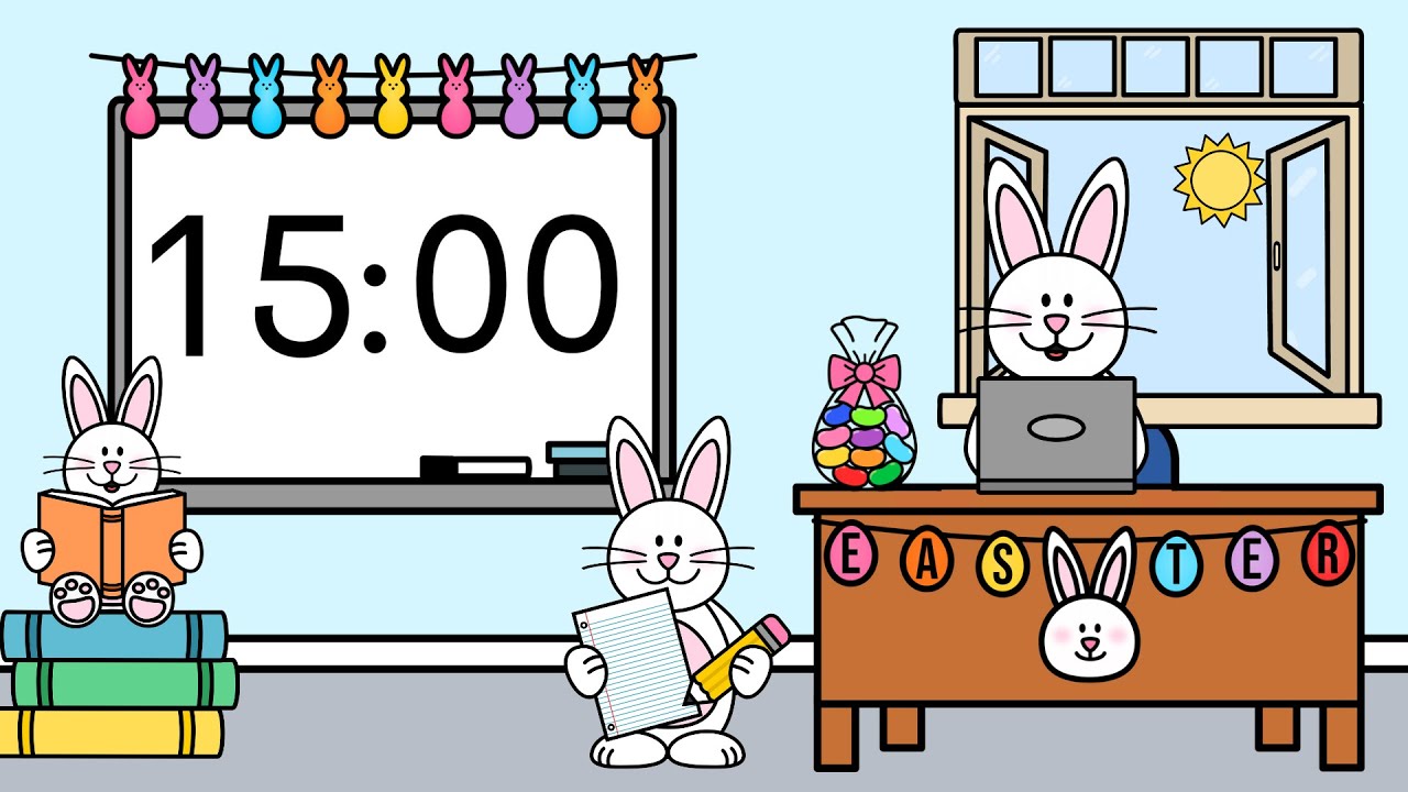 15 minute Easter Classroom Timer with 2 Minute Clean Up