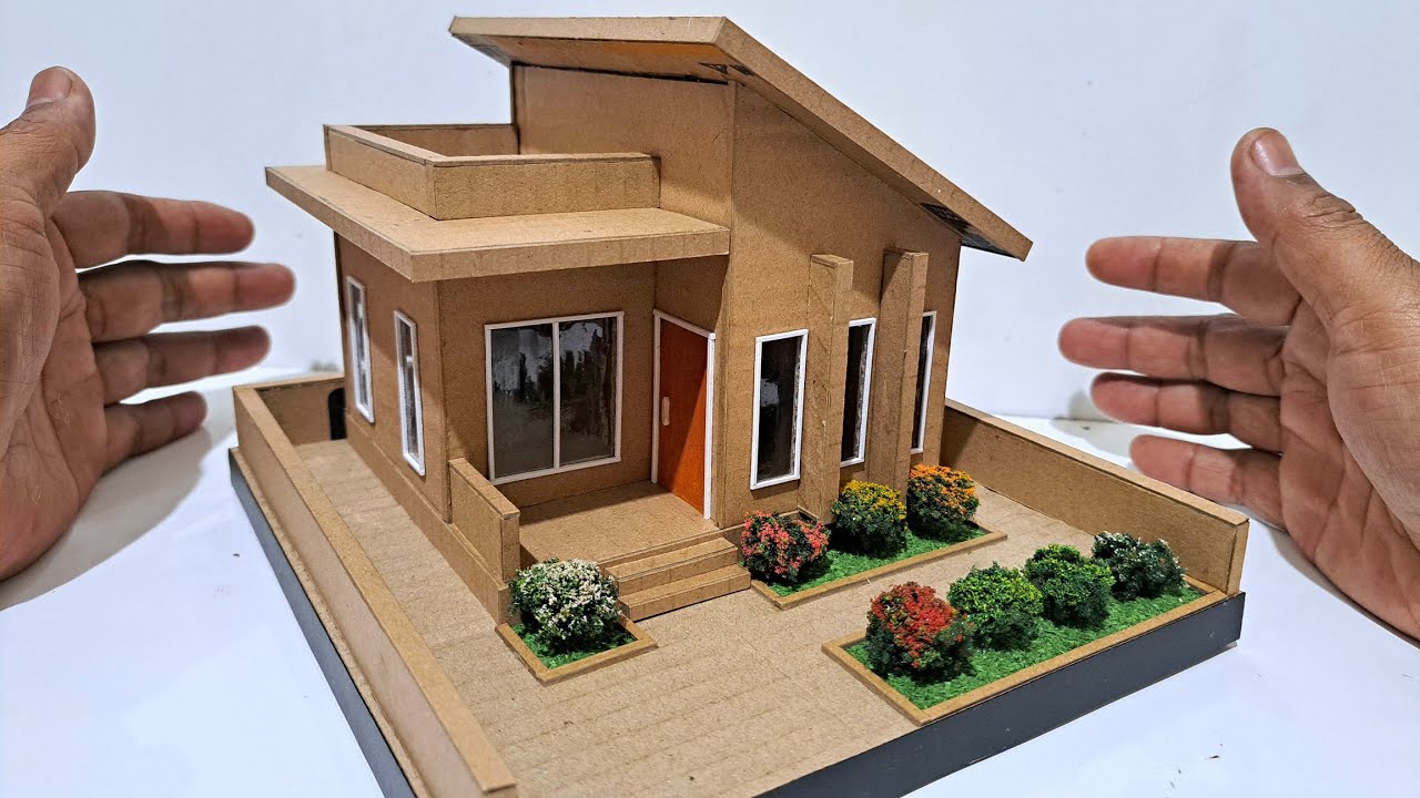 DIY - CARA MEMBUAT MINIATUR RUMAH MINIMALIS DARI KARDUS BESERTA UKURANNYA