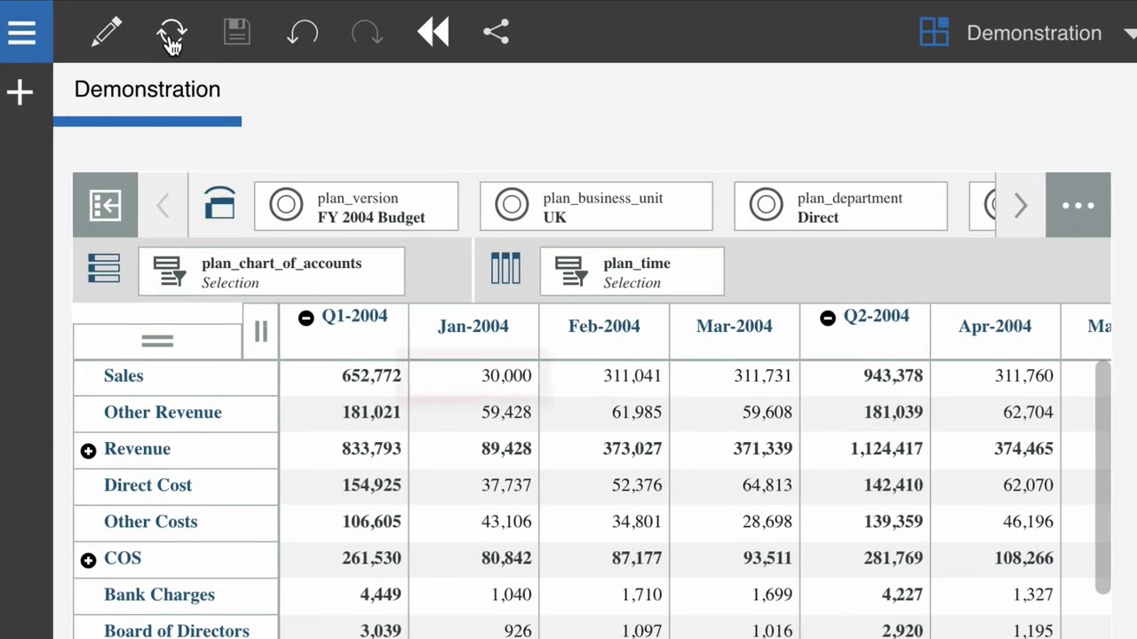 Opening a view from the Planning Analytics Workspace Content Store