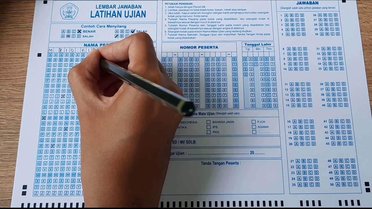 TUTORIAL PENGISIAN LJK LEMBAR JAWAB KOMPUTER UJIAN SEKOLAH SD KELAS 6