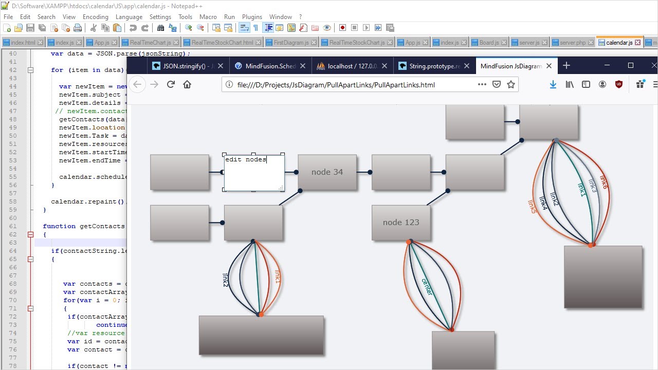Pull Apart Links in JavaScript Diagram