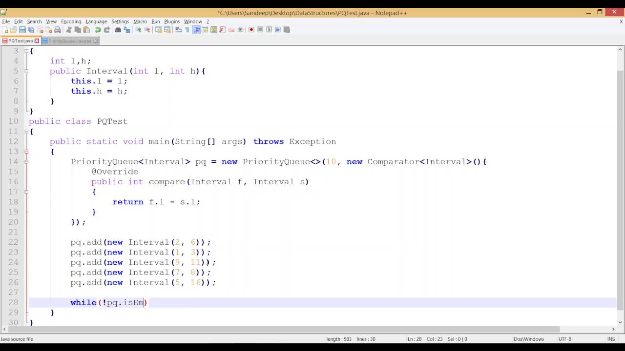 Java - Priority Queue with Custom Class Data Type